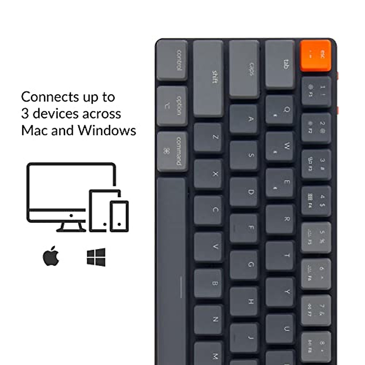Keychron K7, 68 Keys Ultra-Slim Wireless Bluetooth/Wired Mechanical Keyboard with Low-Profile Gateron Mechanical Blue Switch, RGB LED Backlit Compatible with Mac Windows