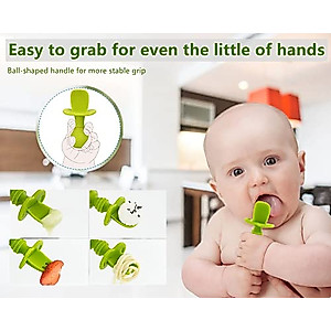 Silicone Baby Spoons First Stage, 5 Pack Baby Led Weaning Supplies for 6+ Months, Toddler and Baby Spoons Self Feeding, Baby Feeding Supplies with An Ventilation Choke Barrier BPA Free-Baby Gifts