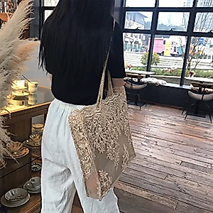 Women Flower Embroidery Tote Frosted Silk Straw Bag Summer Seaside Travel Vacation Beach Bag Shoulder Retro Lace Handbag New