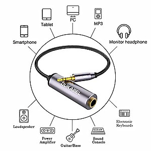 DUKABEL 1/4 to 3.5mm Adapter, 1/4 Inch Female to 3.5mm Male Headphone Adapter, TopSeries 6.35mm to 3.5mm Mini Stereo Adapter for Headphone, Guiter, Amp etc. - 30CM/12 inch