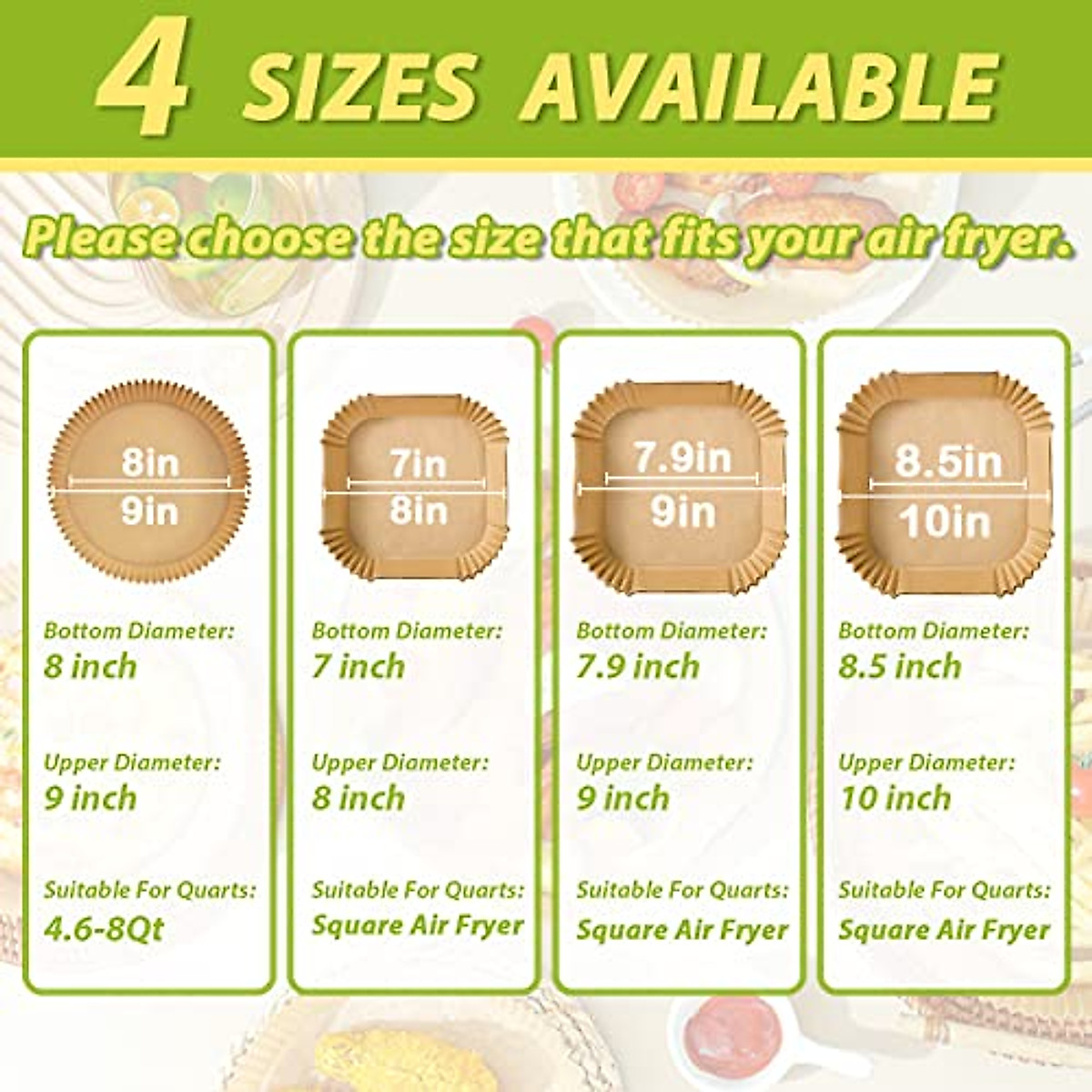 Air Fryer Disposable Paper Liner Square, 150Pcs 9 Inch Large Air Fryer Paper Liner, Non-stick Parchment Paper Pads Oil Resistant, Waterproof, Food Grade Baking Paper for Roasting Microwave