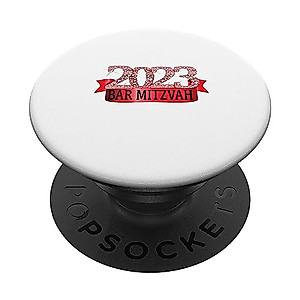 Bar Mitzvah 2023 I With Pride & Joy I Red Banner Decor PopSockets Standard PopGrip