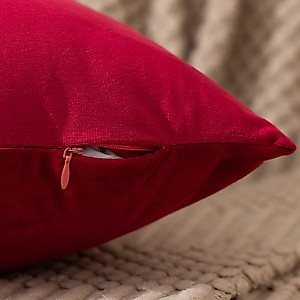 ETASOP Velvet Pillow Covers with Inserts Included 18x18, Pack of 2 Soft Solid Decorative Throw Pillows for Sofa Bedroom Car (Red)