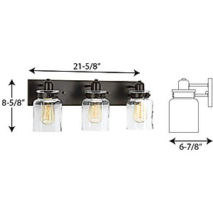 Calhoun Collection 3-Light Clear Glass Farmhouse Bath Vanity Light Antique Bronze