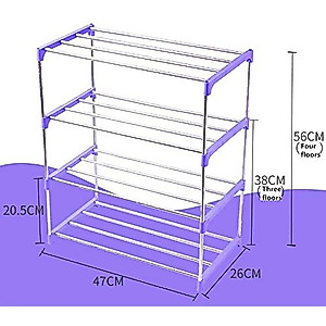 Diligencer Sturdy Plastic Stainless Steel Stackable Assembly Shoe Rack for Home Wall Entryway Over Door Closets Organizer Shoes Rack Ms Men Kids （Pink/Green/Blue）