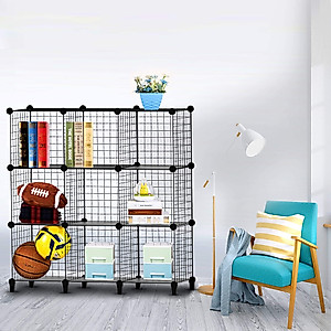 HOMIDEC Cube Storage, Storage Shelves 9 Cube Bookshelf Bookcase Closet Organizer and Storage Wire Storage Cube Multi-Use DIY Storage Cube Shelf for Books, Toys, Clothes, Tools