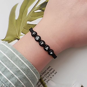 seensea Yaya Gifts Black Rope Braided Bracelet Grandmother bracelets Adjustable Bracelet for Grandma ID Bracelet Birthday Gift Christmas Family Gifts for Women (YAYA Bracelet)