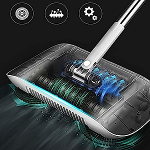 Hand Push Sweeper, Household Hand Sweeping Machine, Non Electric Sweeper Mop Broom Dustpan Floor Cleaning Tools for Cleaning Hair, Fruit Shell, Dust, etc - Angle Changable Freely(Blue)