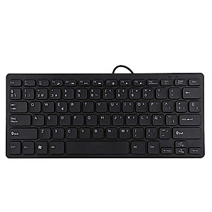 M ugast Wired Keyboard,78 Keys Ultra-Thin Mini Portable USB PC Corded Business Keyboard,Computer Gaming Keyboard for Desktop Computer,Splash-Proof Design,Spanish