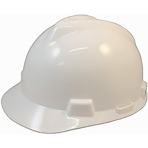 MSA V Cap Style Hard Hats with Lightweight Staz-On Suspension with Tote Bag - White