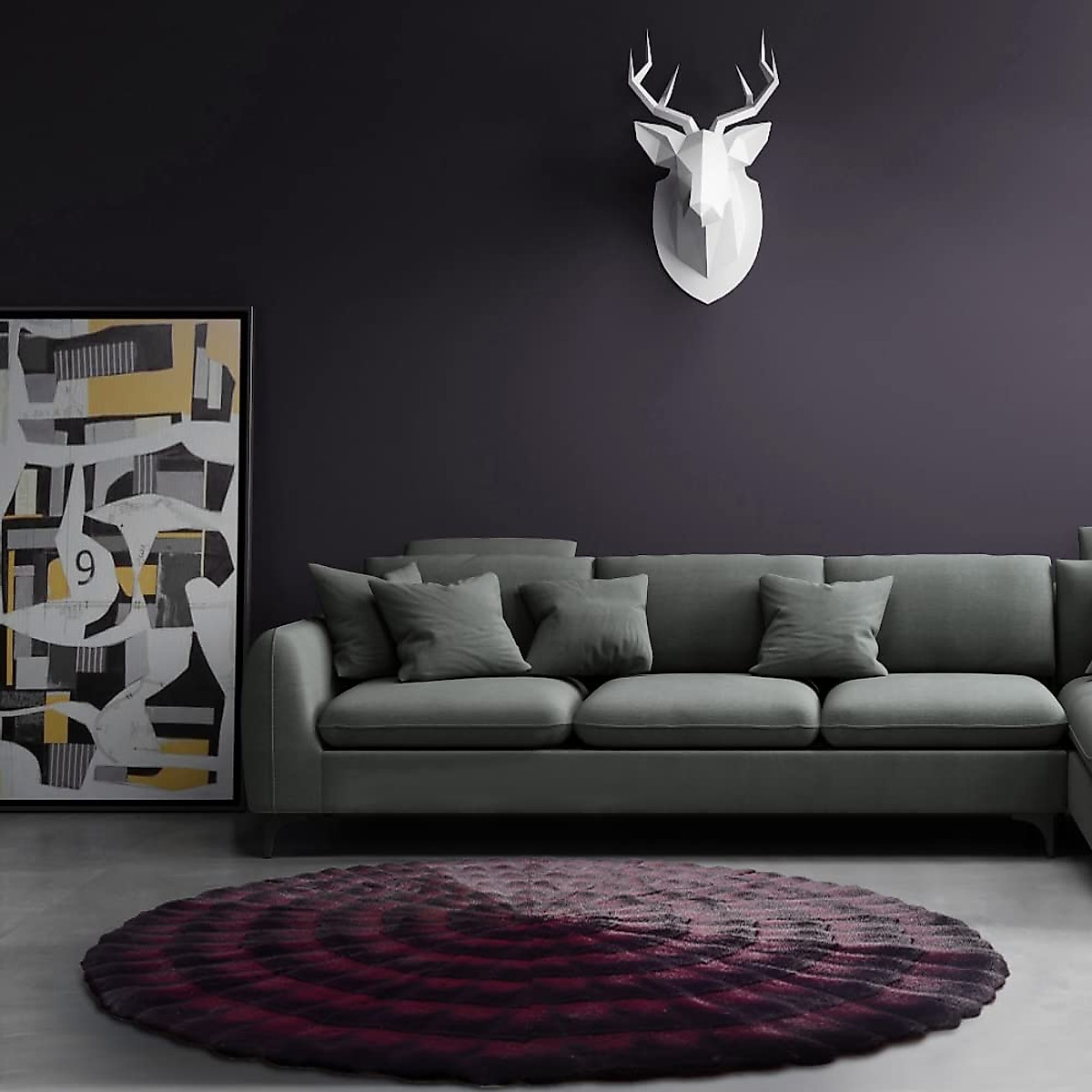 Pipihug Luxury Decoration Ultra Soft Faux Mink Fleece Fur Rug Wave Pattern Hand Stitching Fluffy Area Rug Shag Rug Carpets for Bedroom Living Room (4.6x4.6 Feet, Purple)…