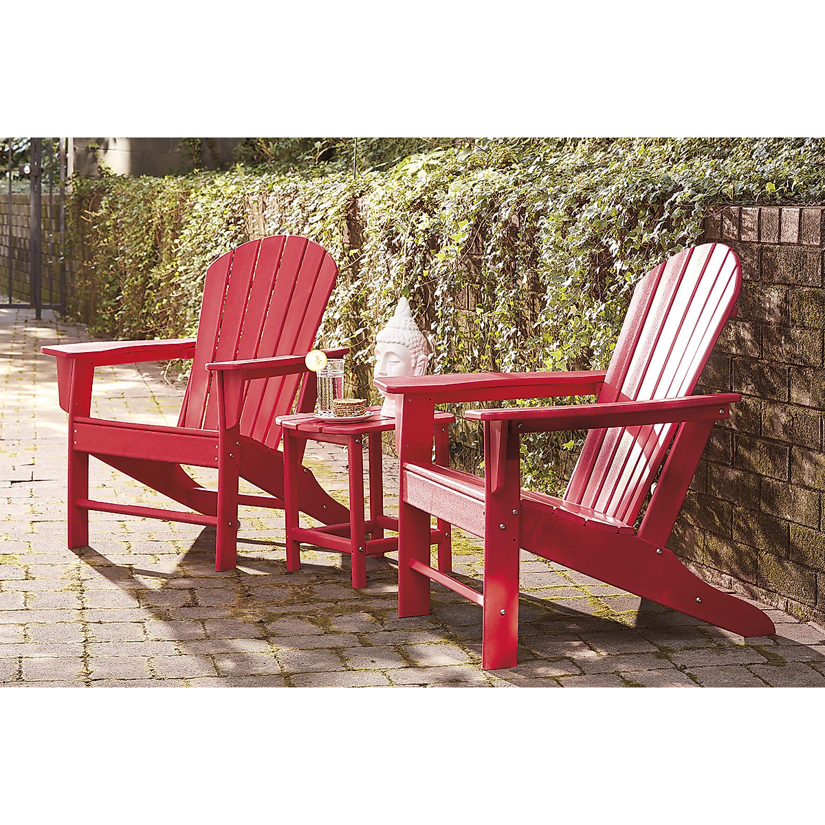 Signature Design by Ashley Sundown Treasure Outdoor Patio HDPE Weather Resistant Adirondack Chair, Red