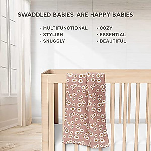 Muslin Cotton Swaddle Blanket, Newborn Essentials Wrap for Girls, Floral Infant Receiving Cover - Best for Baby Shower Registry (Blush Pink)