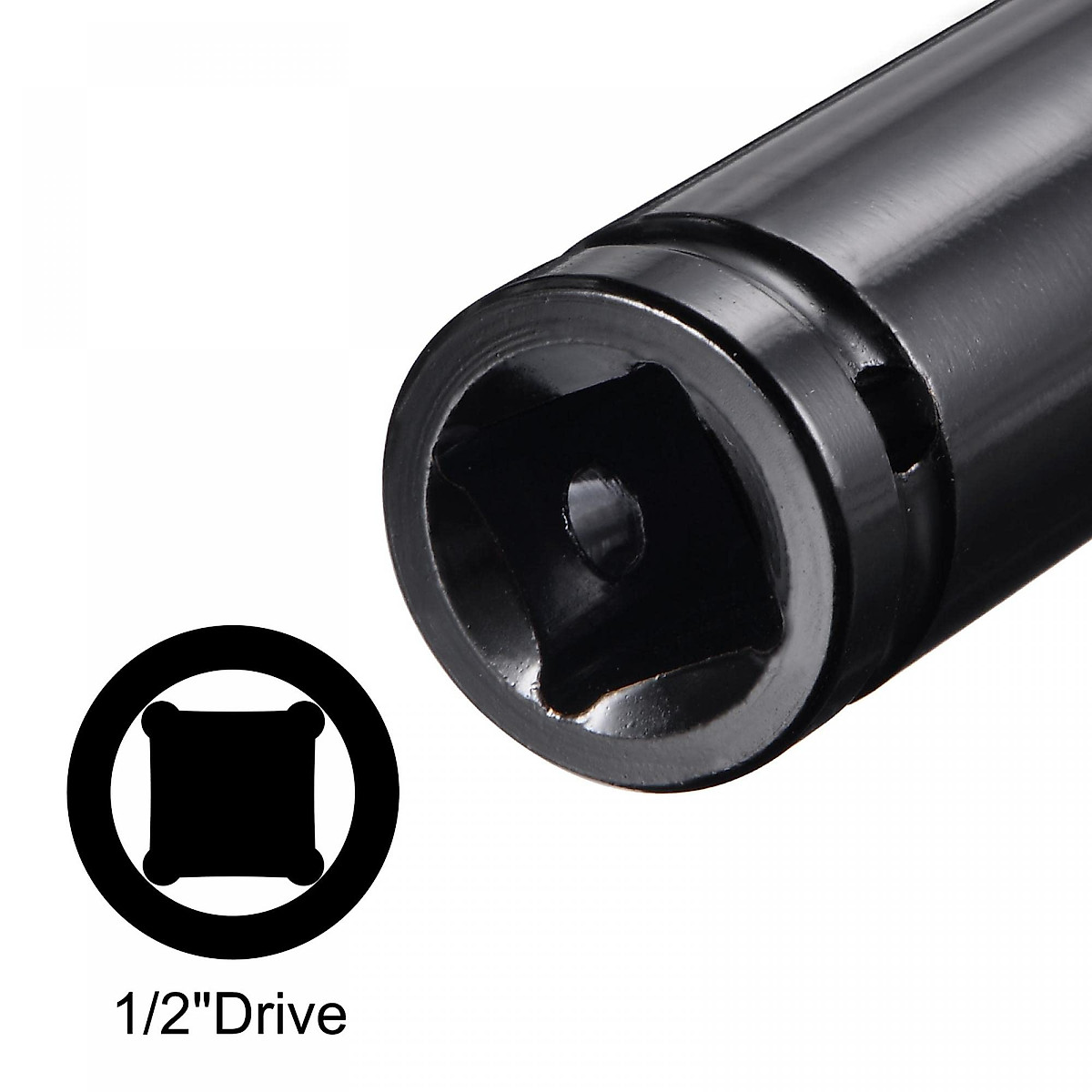 uxcell 1/2" Drive by 24mm Deep Impact Socket, Heat-Treated CR-V Steel 6" Length, 6-Point Metric Sizes 2 Pcs