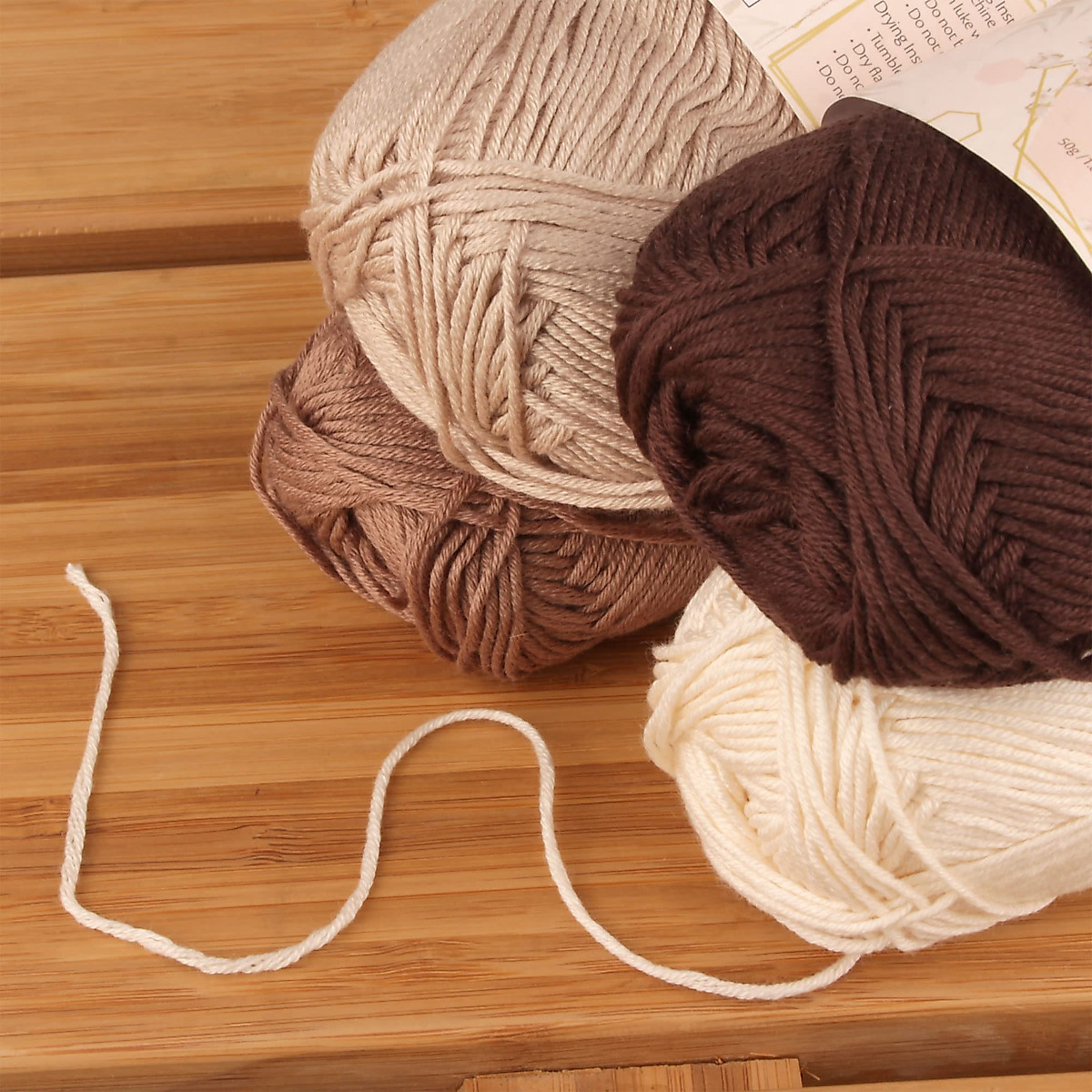 JubileeYarn Bamboo Cotton Sport Yarn - 50g/Skein - Shades of Brown - 4 Skeins