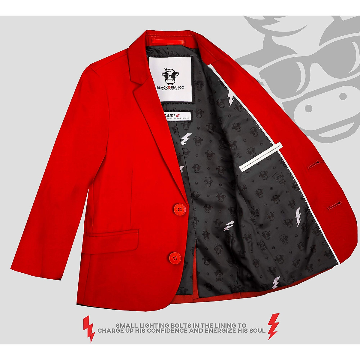 Black n Bianco Boys' First Class Slim Fit Suits Lightweight Style. Presented by Baby Muffin (2T, Fiery Red)