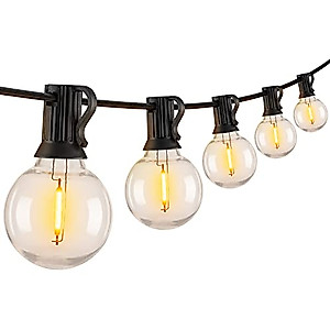 Brightown Outdoor String Lights 38FT(30+8) - LED String Lights G40 Globe Patio Lights Energy Saving with 15 LED Bulbs, Shatterproof Hanging Outdoor Lights for Christmas Outside Garden Backyard Cafe