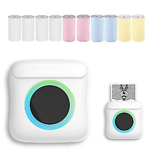 Portable Sticker Printer - Mini Instantly Print Customized Sticker, Bluetooth Wireless Sticker Printer for Office Home Organization, Pocket Thermal Printer Compatible with iPhone/Android (White)