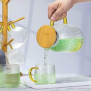 WUWEOT Glass Pitcher, 50 OZ Water Pitcher with Lid for Fridge, Heat Resistant Glass Water Jug, Borosilicate Iced Tea Pitcher Carafe for Cold or Hot Beverages, Coffee, Juice, Ice Water, Milk