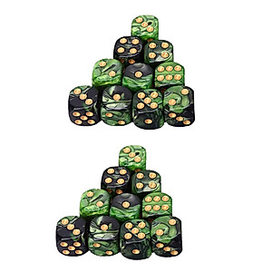 Toyvian 6- Sided Dice Set 25pcs 16mm Standard Rounded Translucent Black