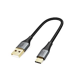 CableCreation Short USB to USB C Cable 0.8ft, USB C Charger Cable Braided for Car Carplay, Galaxy S23 S23+ S22+ S22 S21 S20 Note 20, MacBook, iPad Mini 6, iPad Pro 2020, 0.2m