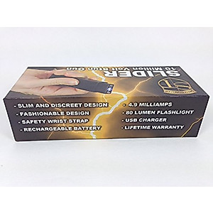 Slider 3 Million Volt Mini Stun Gun Flashlight Black