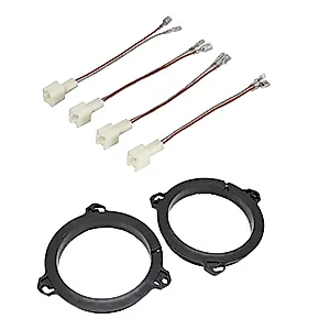 RED WOLF Car Door Speaker Wiring Harness Connector Plug w/Speaker Adapter Spacer Rings 6.5 Inch Nissan 2004-2019 Model 2 Pair