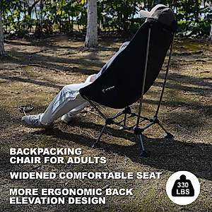 HITORHIKE Camping Chair with Nylon Mesh and Comfortable Headrest Ultralight High Back Folding Portable Compact for Camping, Hiking, Backpacking, Picnic, Festival, Family Road Trip(Green)