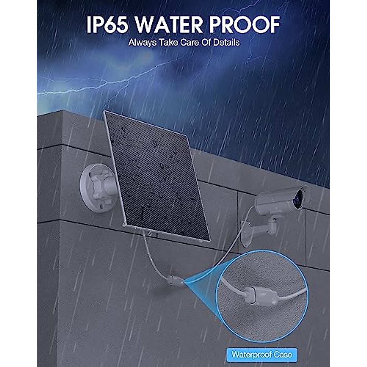 EBL 5W Solar Panel for Wireless Outdoor Security Camera, Solar Panel Charger for Rechargeable Battery Powered Surveillance Cam with Micro USB to USB C Input Port for Phone iPad Outdoor Use