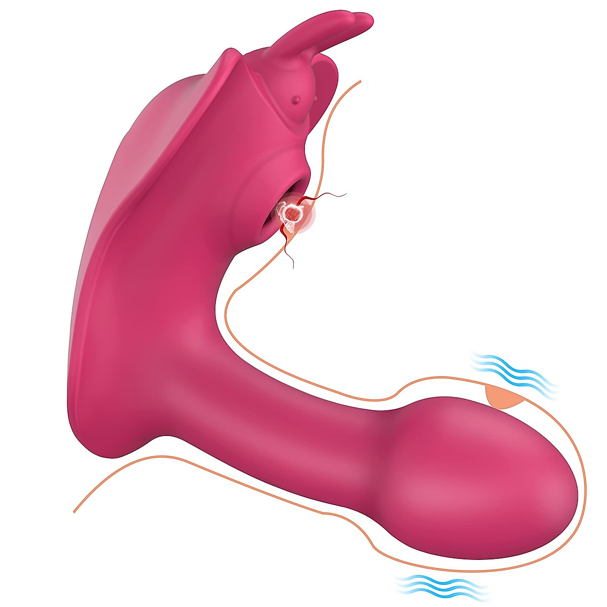 2-in-1 Wearable Vibrator with Clit Sucker, G Spot Vibrator with Remote Control, Clitoral Sucking Vibrator with 10 Suction & Vibration Modes, Toys for Women's Sex, Rose Red