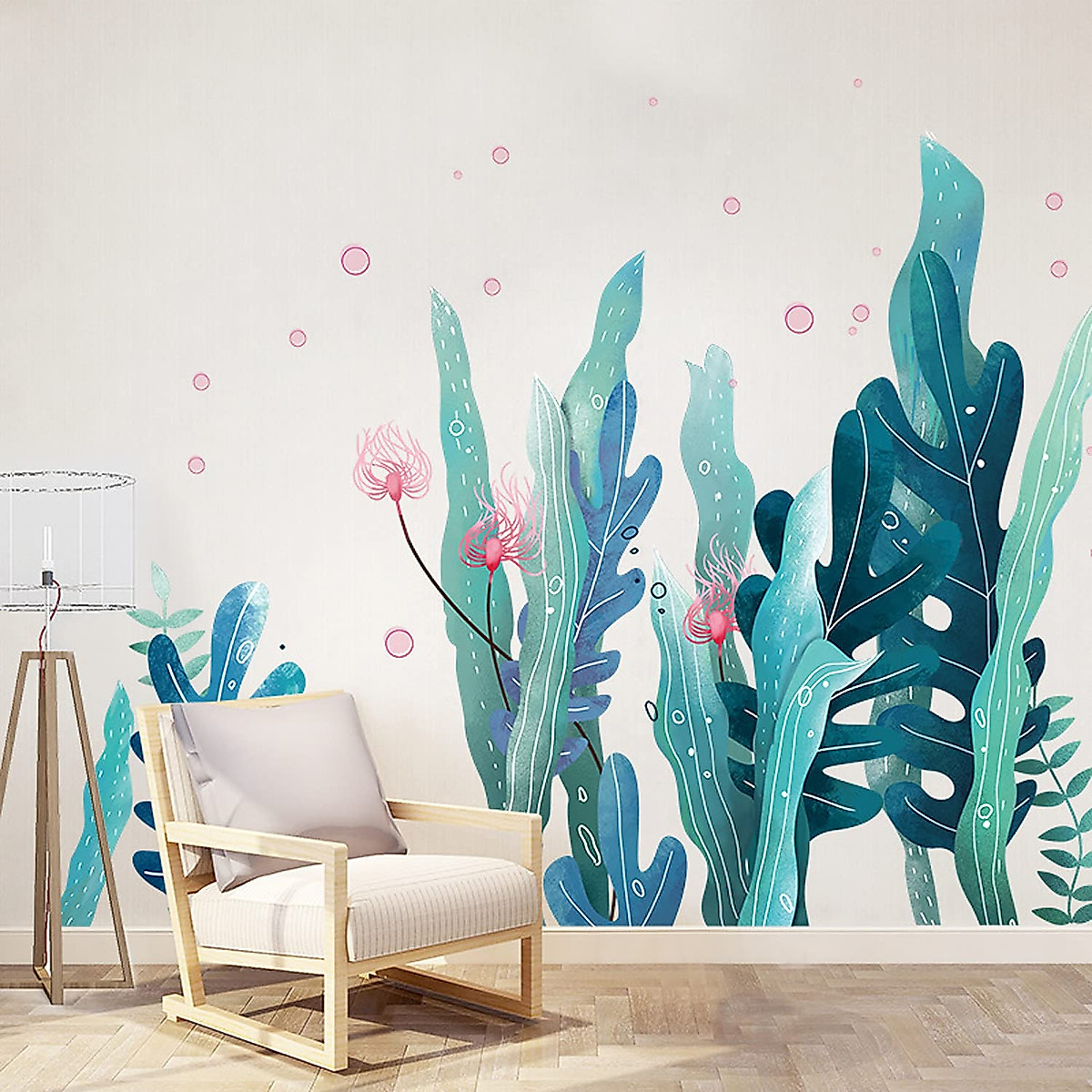 Green Seaweed Wall Sticker Creative Under The Sea World Ocean Grass Baseboard Decal Removable Wallpaper DIY Art Mural for Wall Corner Decor Kids Nursery Bathroom Living Room Bedroom Classroom