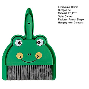 ulafbwur Mini Dustpan and Brush Set, Cartoon Pattern Cleaning Set, 2pcs/set Small Broom Dustpan Set, Keyboards Cleaning Mini Broom Dustpan Set, Compact Dust Pan and Hand Broom for Cleaning Brown
