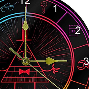 Luoweisi Bill Cipher Wheel Zodiac Non-Ticking Decor Wall Clock Home Decor Acrylic 9.85 Inch Wall Clock Non Ticking Silent Clock