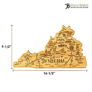 Totally Bamboo Destination Virginia State Shaped Serving and Cutting Board, Includes Hang Tie for Wall Display