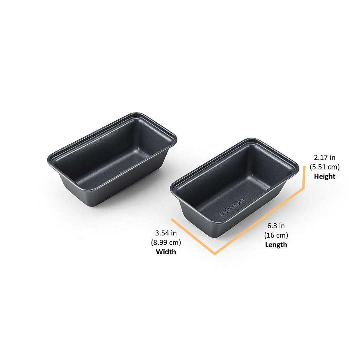 Instant Pot Official Non-Stick Mini Loaf Pans, Set of 2, Versatile for Meatloaf, Lasagna, Desserts, Compatible with 6-Quart and 8-Quart Cookers, Easy Cleanup, Gray