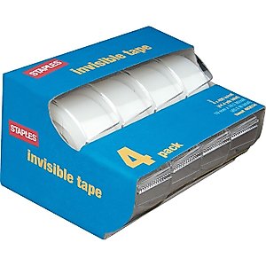 Staples 483534 Invisible Tape Caddies 3/4-Inch X 11.1 Yds 4/Pack (52384-P4D)