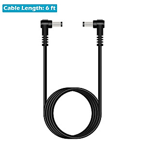 Fancasee (2 Pack 6 ft 5.5mm x 2.1mm 90 Degree Right Angle Male to Male Right Angle DC Power Adapter Cable Cord for IP Camera CCTV Surveillance Security Camera LED Strip DVR Router Invoice Printer