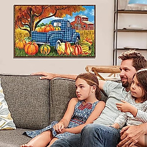 Thanksgiving Fall Diamond Painting Kits for Adults - 6 Pack Fall Pumpkin Truck Gnome Diamond Art Kits 5D Paintings with Diamond Dots Full Drill Round Gem Art,for DIY Gift and Home Decor12x16inch