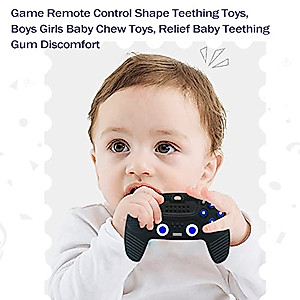 Teething Remote Control for Baby with Pacifier Clip, Funny Teethers for baby for Baby Girl Or Boy,Teething Toys for Babies 3-6 6-12 Months(Black)