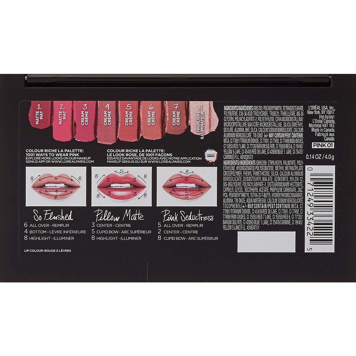 L'Oreal Paris Colour Riche La Palette Lip, Pink 0.14 oz
