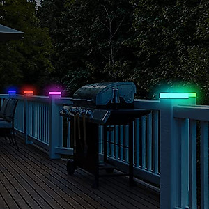 LINQELLY Solar Post Caps Lights, RGB Changing Color Solar Post Lights Outdoor, IP65 Waterproof Solar Powered Fence Deck Post Cap Lights for Garden Deck Patio (2 Pack)