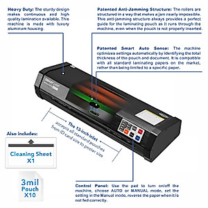 SINCHI Auto Sense, 3-10 mil, 13-inch Laminating Machine for Business/ Office/ School, 50-Second Warm-up Never-Jam Heavy Duty Thermal Laminator Machine 11x17, for foils as Well
