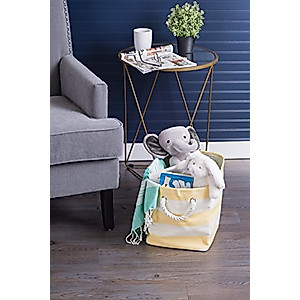 DII Durable Woven Striped Storage Bin Collapsible with Soft Rope Handles Reinforced with Metal Grommets, Small, 11x10x9, Tango Red