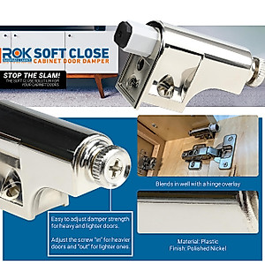Rok Hardware 10 Pack Soft Close Damper for Cabinet Doors/Compact/SoftClose Cabinet Adapter/Polished Nickel/Hardware/Hinge SCD103