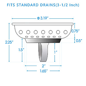 AFANTY 2PCS Kitchen Sink Strainer Stopper 2 in 1, Spring Clip Plunger, Replacement for Standard Drains(3-1/2 Inch), Chrome Plated Stainless Steel Body with Rubber Stopper