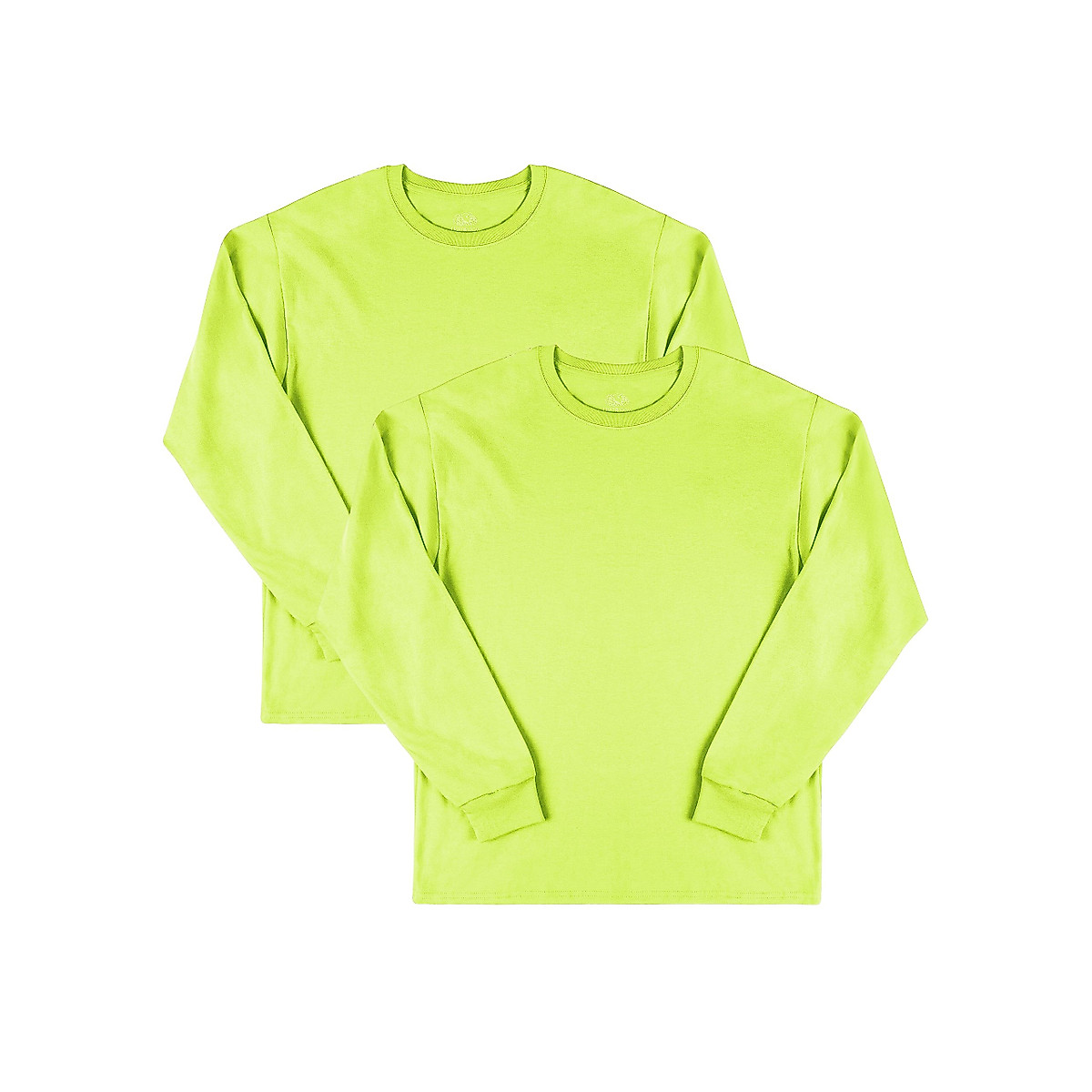 Fruit of the Loom Men's Eversoft Cotton T Shirts, Breathable & Moisture Wicking with Odor Control, Long Sleeve-Safety Green
