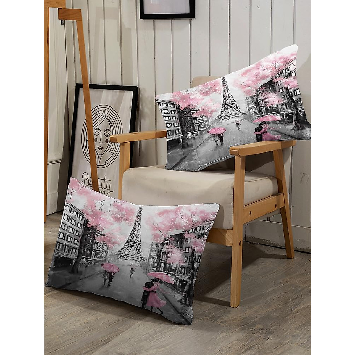 kxry Pink Paris Eiffel Tower Comforter Set Full Size French Style Couple Lover Flower Bedding Sets for Girls Women Kids Quilted Duvet 1 Comforter + 2 Pillow Cases