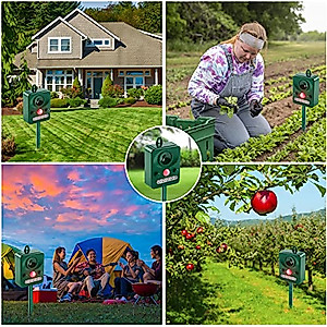 Solar Animal Repeller, Ultrasonic Mole Repellent Outdoor Animal Deterrent Devices with Motion Sensor and Flashing Lights, Protect Your Garden Away from