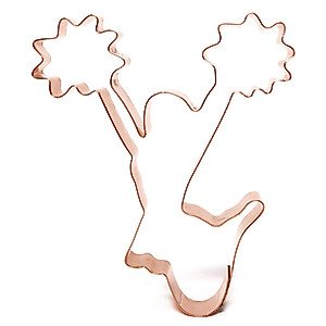 Jumping Cheerleader Metal Sports Cookie Cutter 5 X 4 inches - Handcrafted Copper Cookie Cutter by The Fussy Pup