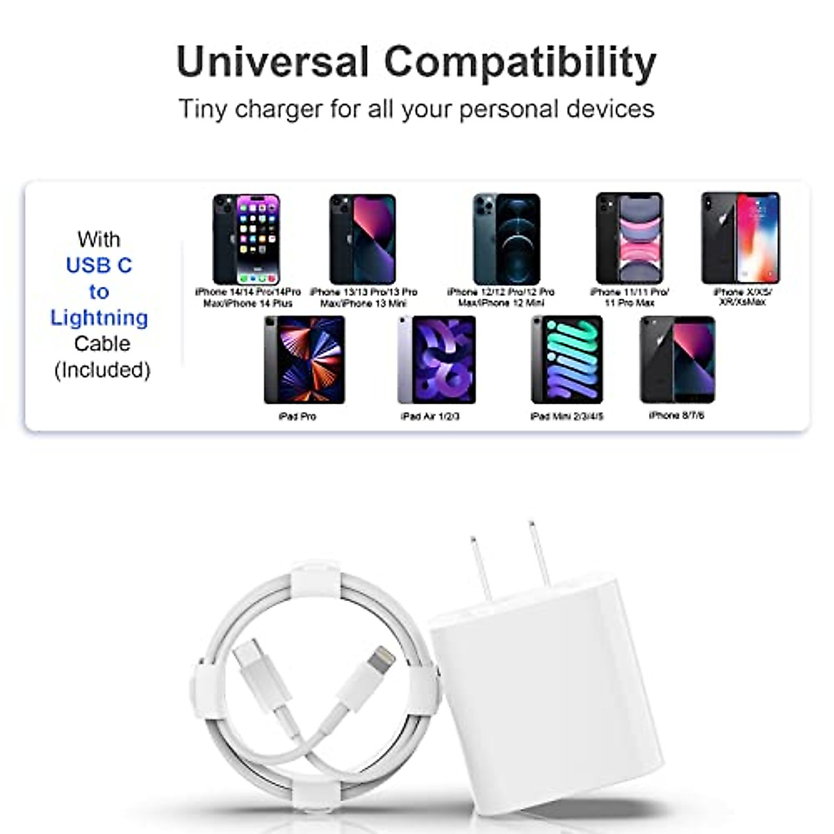 [Apple MFi Certified] 3 Pack iPhone 14 13 Fast Charger, 20W PD USB C Wall Charger Adapter with 3 Pack 6FT Type C to Lightning Cable Compatible with iPhone 14/13 Pro/13/12/12 Mini/12 Pro Max/11 Pro Max